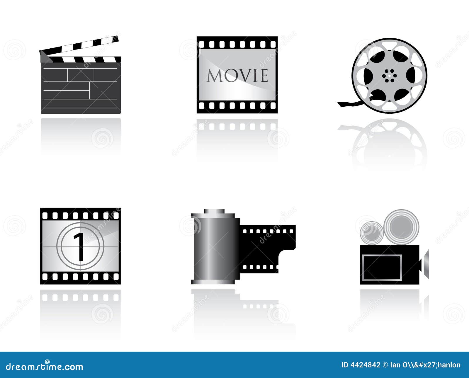 Nice movie icons stock vector. Illustration of reel, clapboard - 4424842