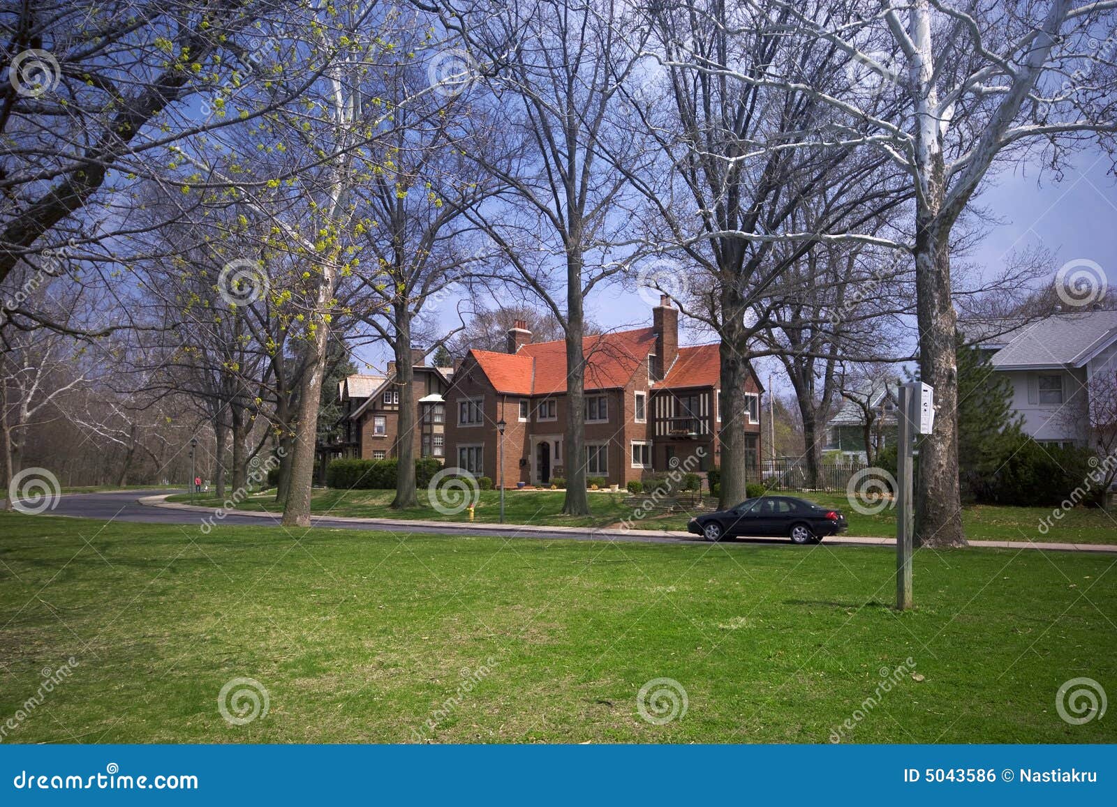 Nice Neighborhood in Spring Stock Photo - Image of road, family: 5043586