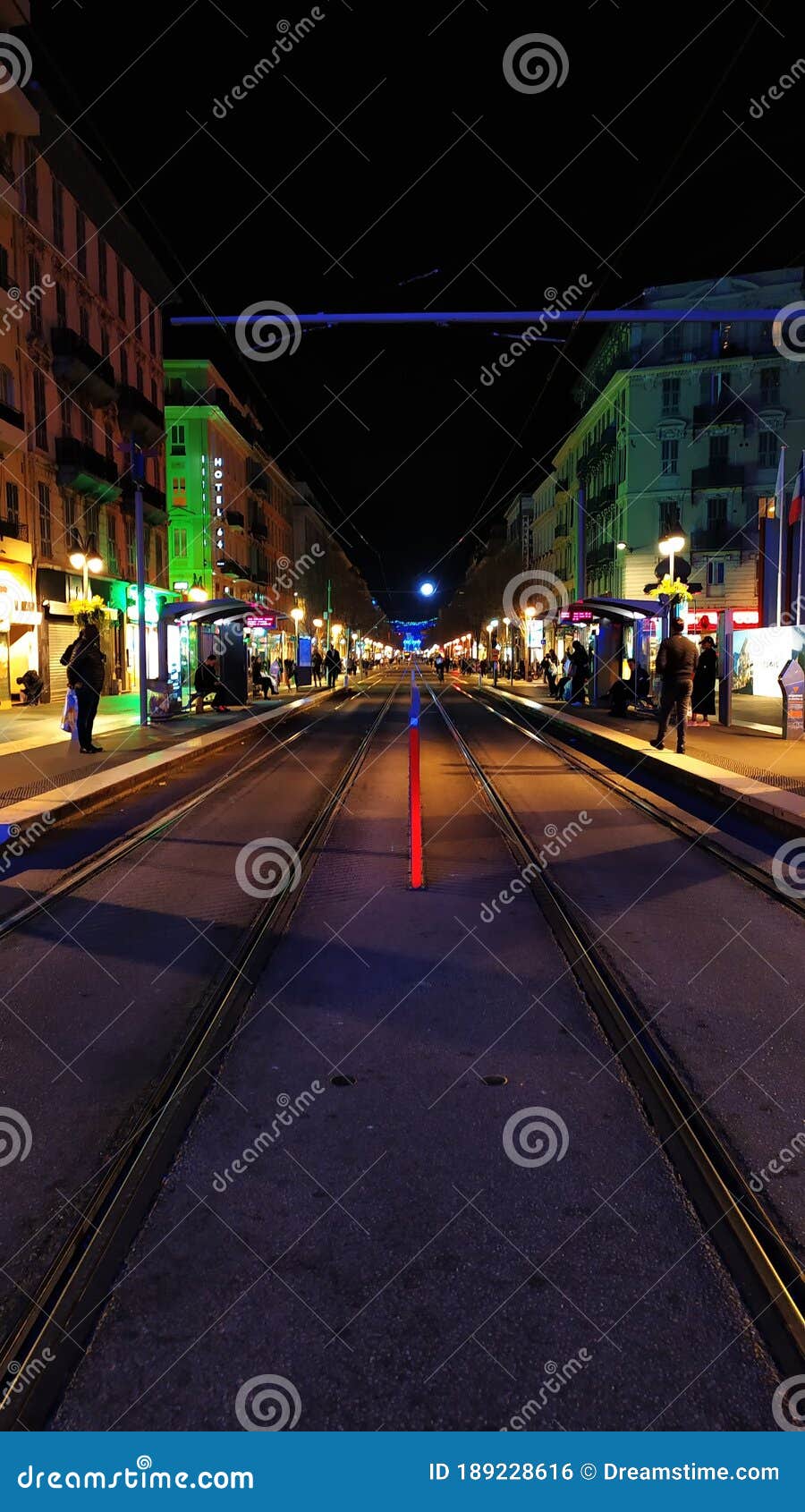 Nice night streets light editorial photo. Image of downtown - 189228616