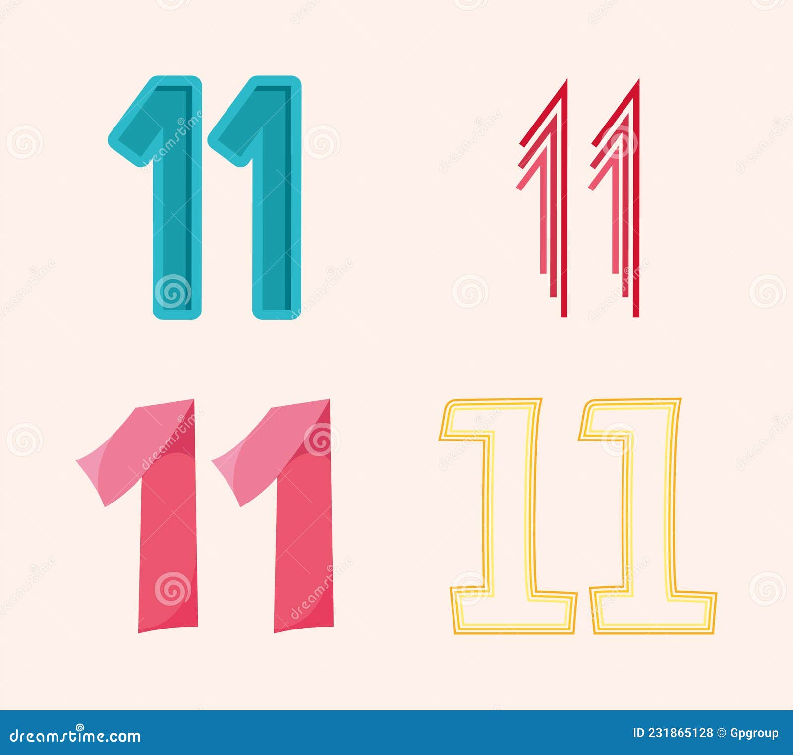 Nice numbers eleven stock vector. Illustration of portion - 231865128