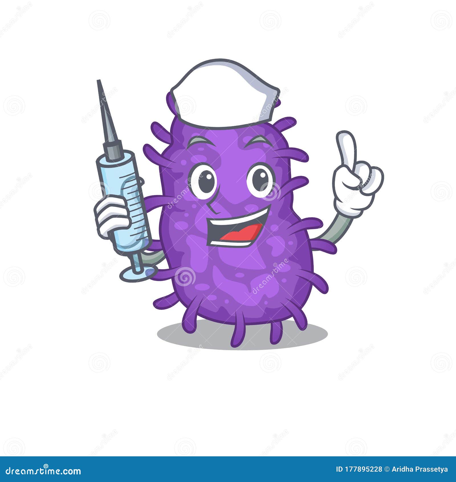 A Nice Nurse of Bacteria Bacilli Mascot Design Concept with a Syringe ...