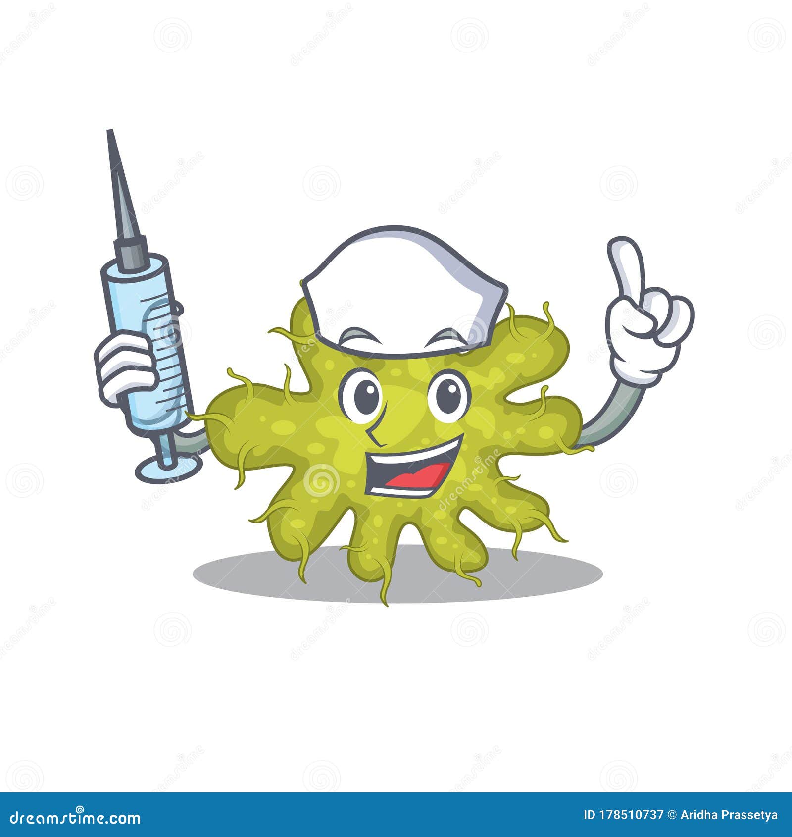 A Nice Nurse of Bacterium Mascot Design Concept with a Syringe Stock ...