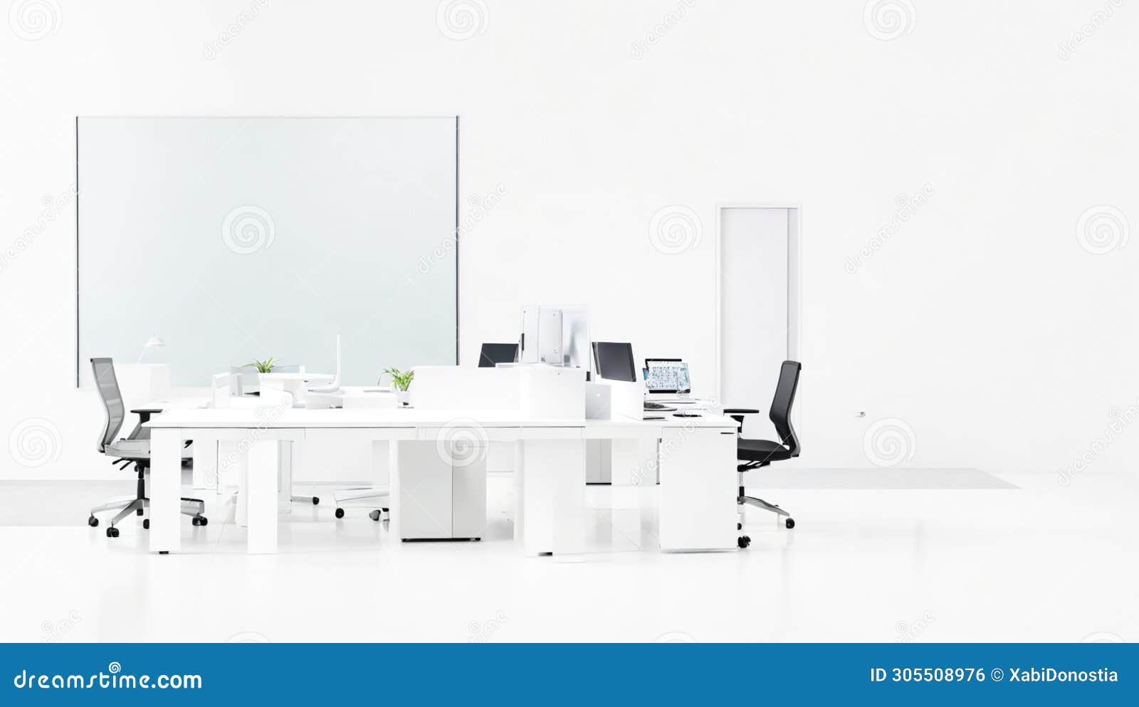 Nice Office with Glass Doors, Tables, Chairs and Plants Stock ...