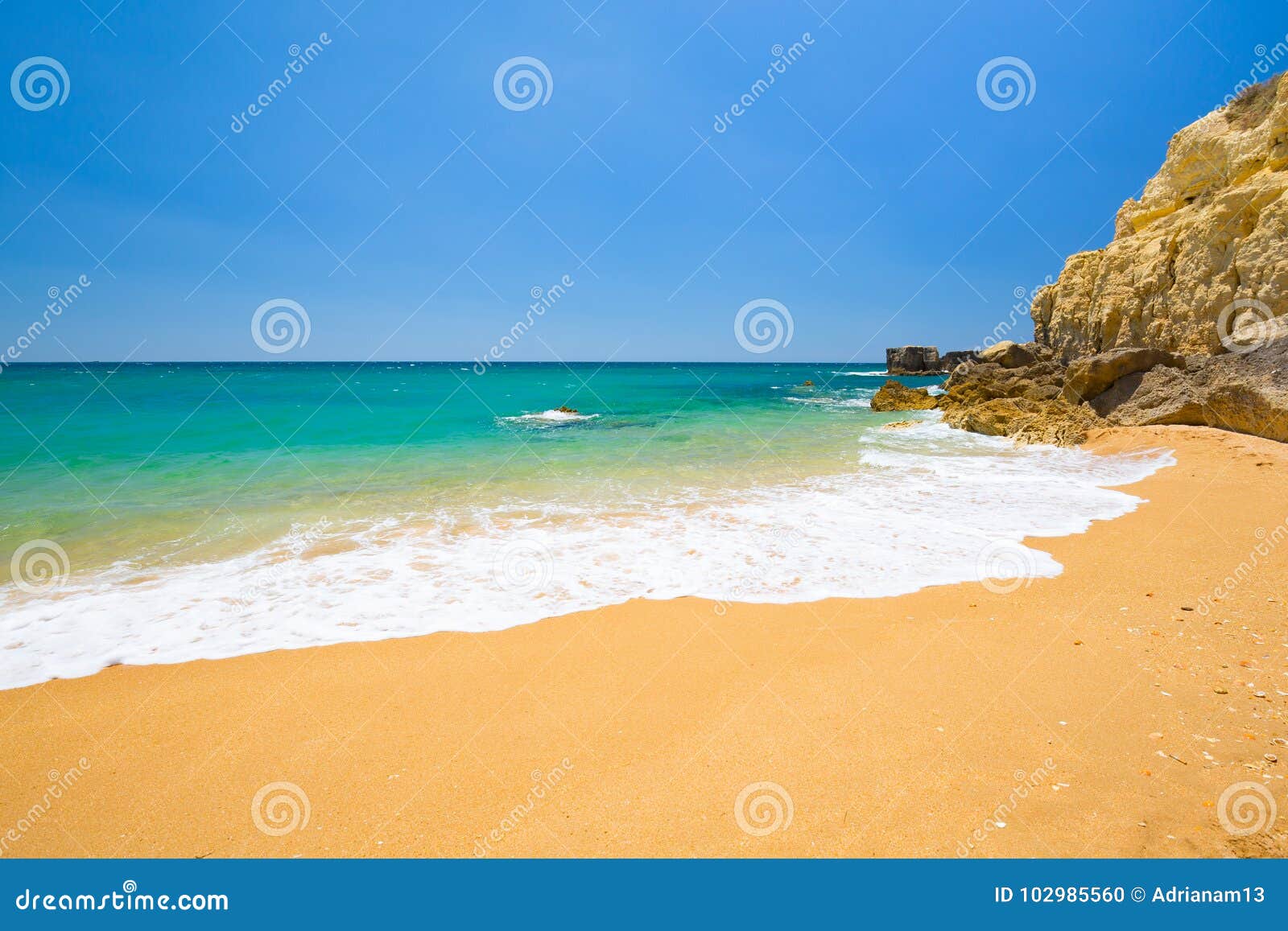 Nice Open Seashore with Rock on the Beach Stock Photo - Image of shore ...