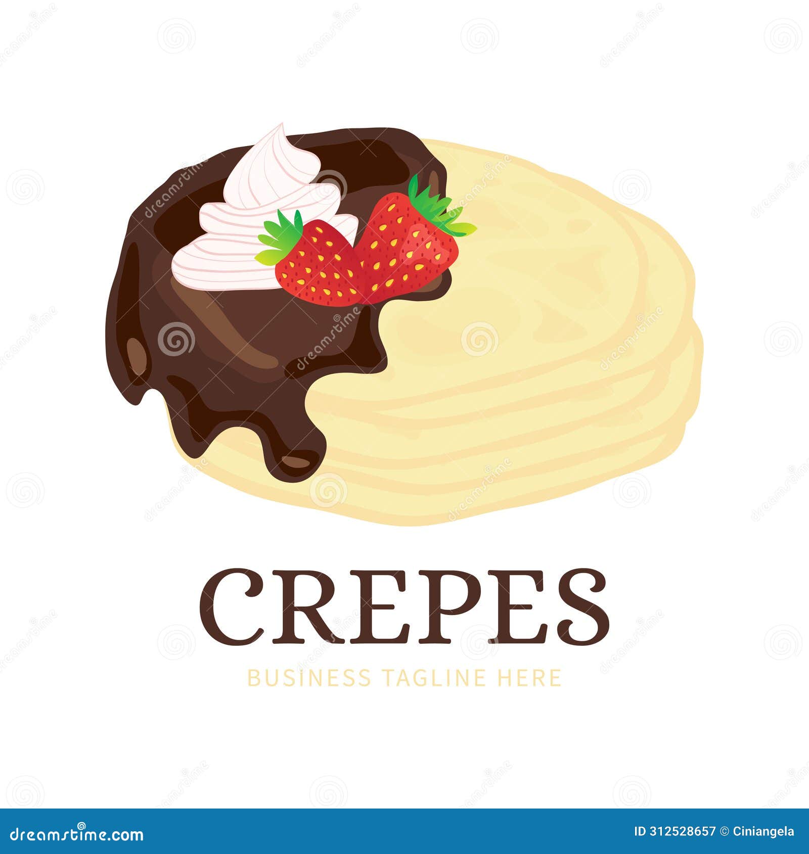 Nice Pancakes or Crepes Logo with Chocolate, Cream and Strawberry Stock ...