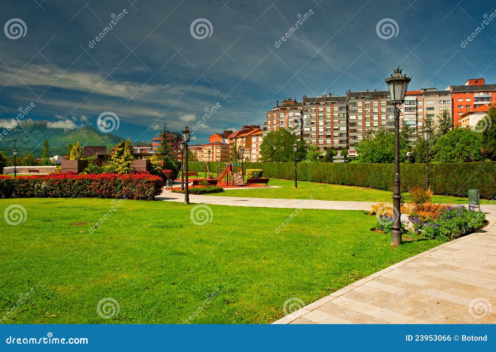 Nice park stock photo. Image of lamp, color, park, house - 23953066