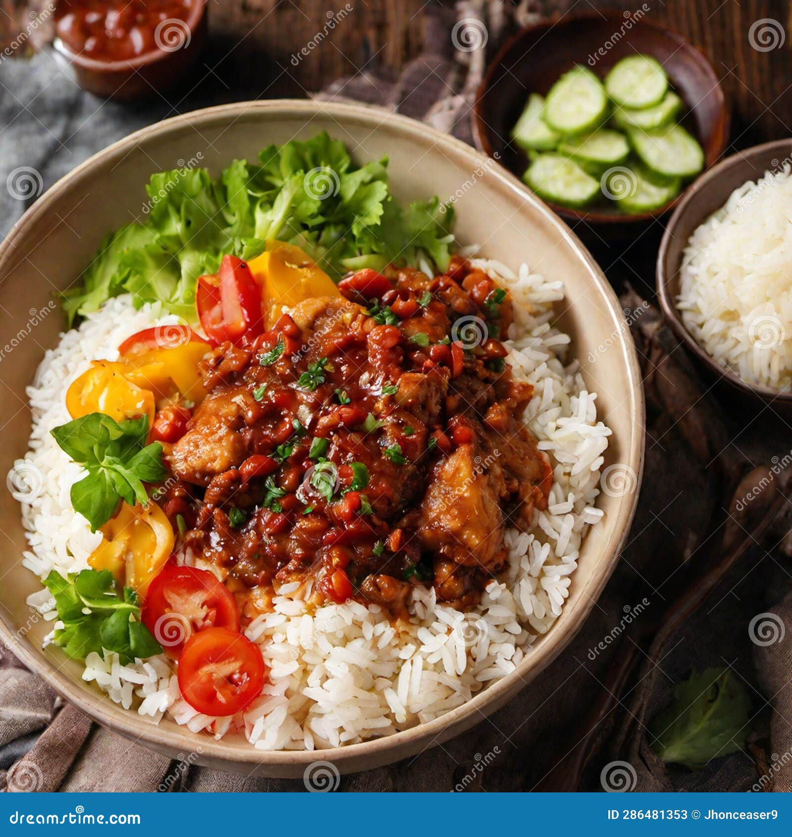 A Nice Plate of Rice with Stew Source Stock Image - Image of rice ...