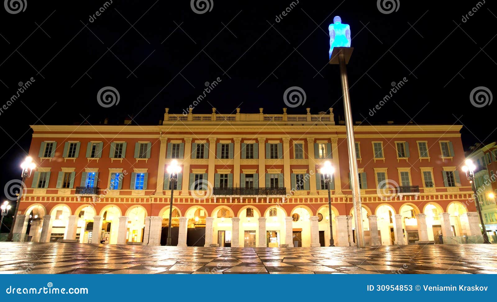 Nice - Plaza Massena at Night Stock Image - Image of nice, balcony ...