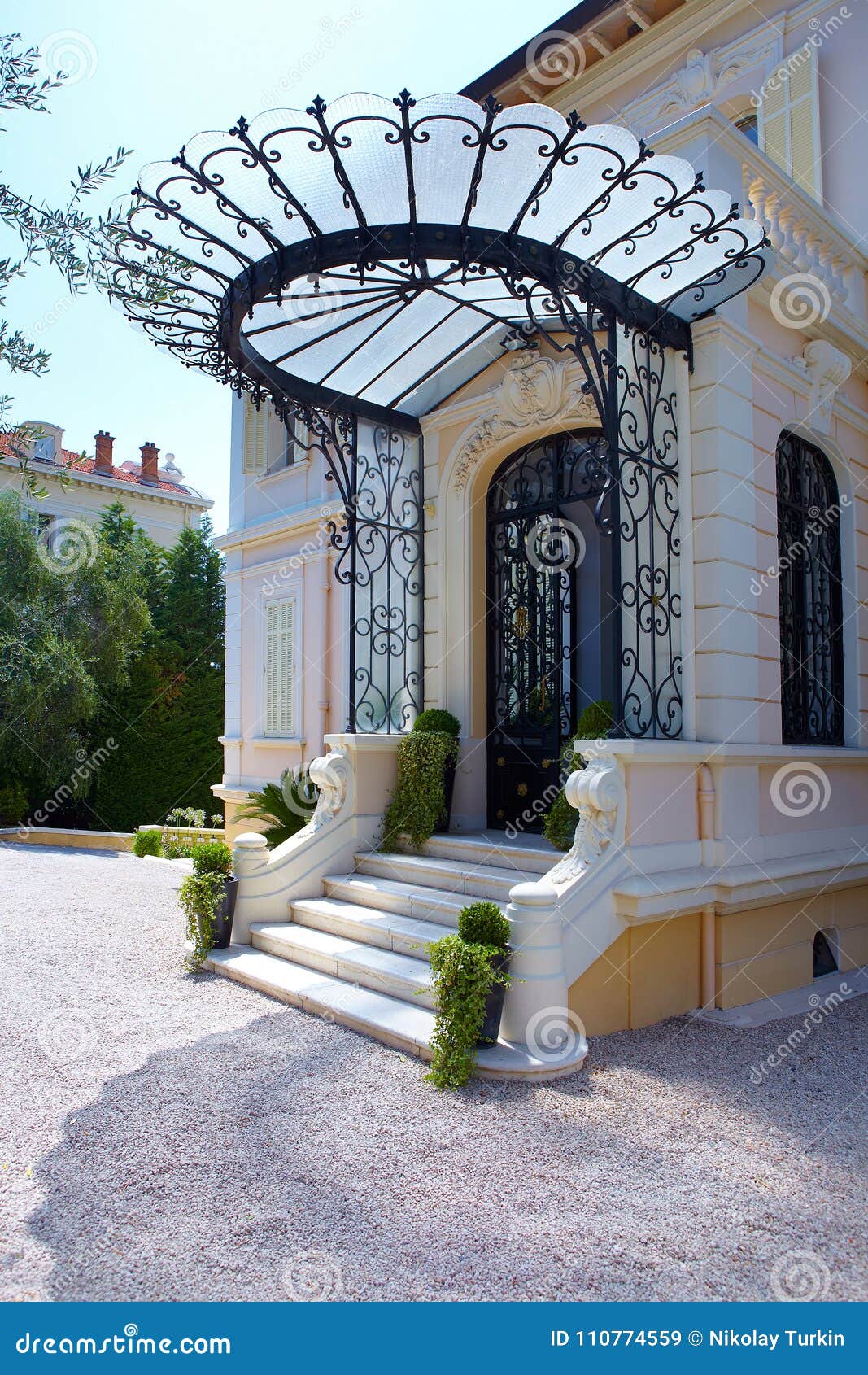 The Nice Porch in a Classic Style Stock Image - Image of stairs ...