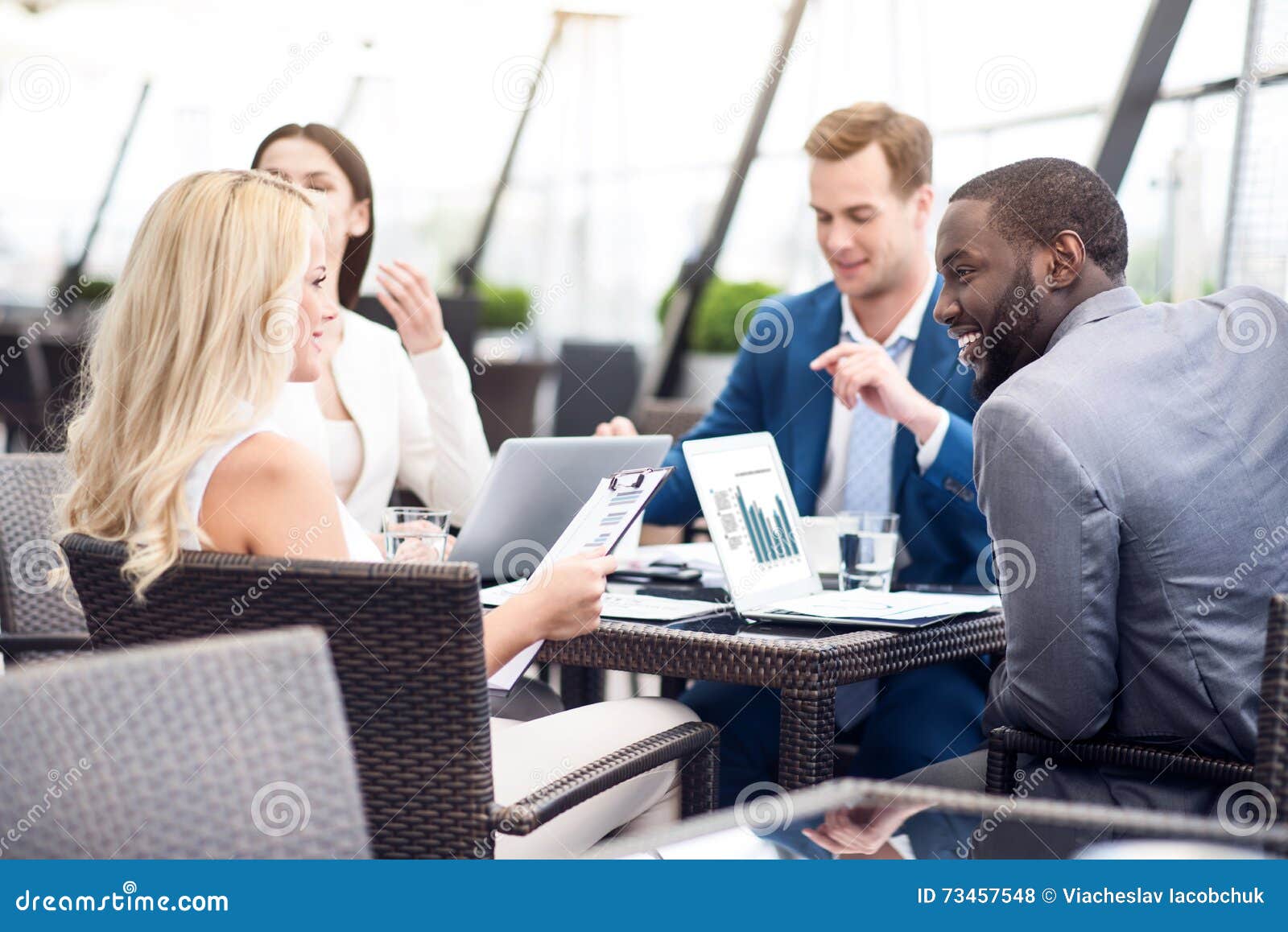 Nice Positive Colleagues Talking Stock Photo - Image of light, life ...