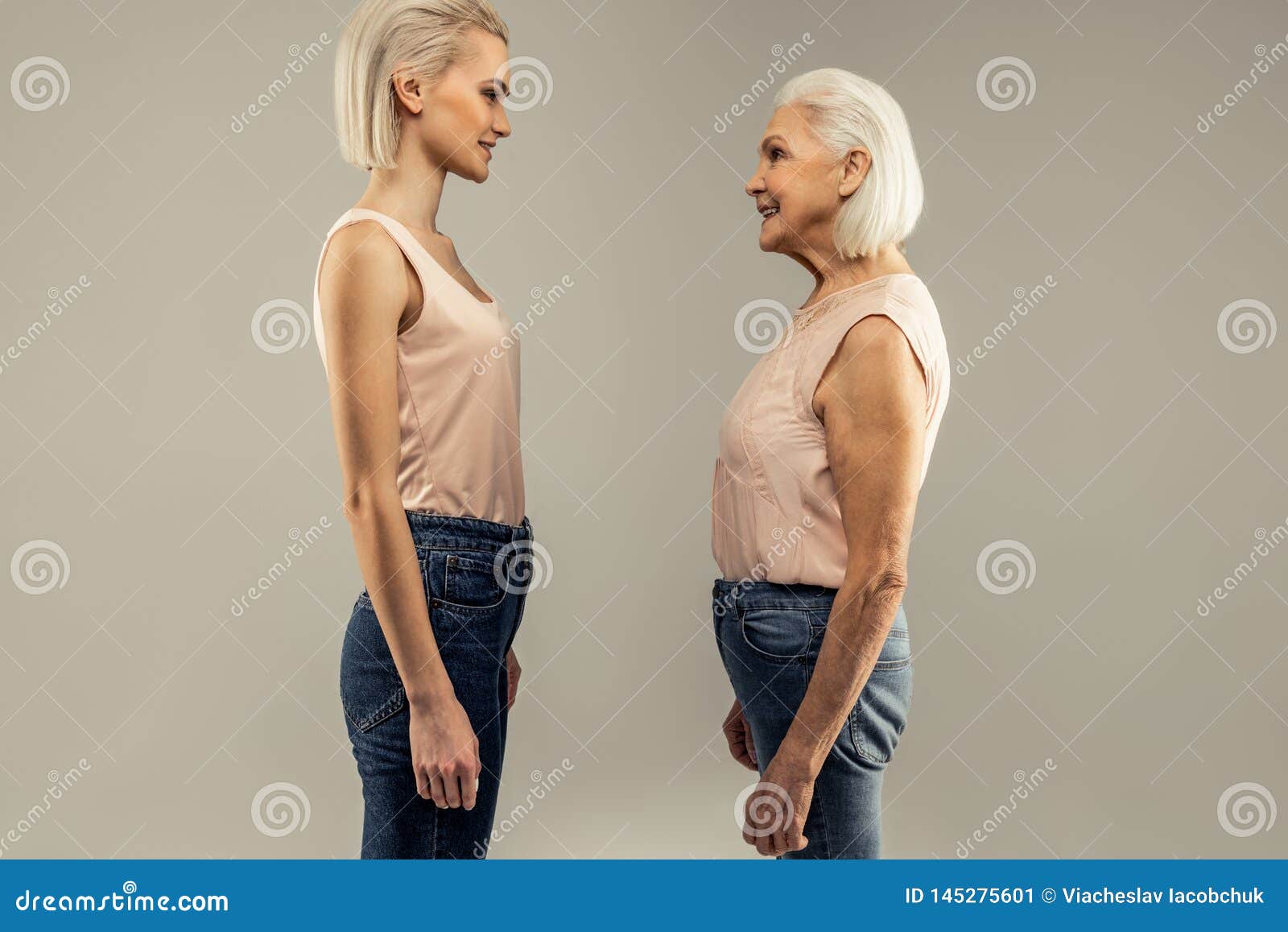 Nice Positive Women Standing Opposite Each Other Stock Image - Image of ...