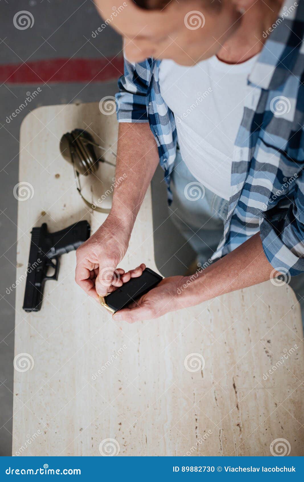 Nice Professional Marksman Reloading the Cartridge Clip Stock Photo ...