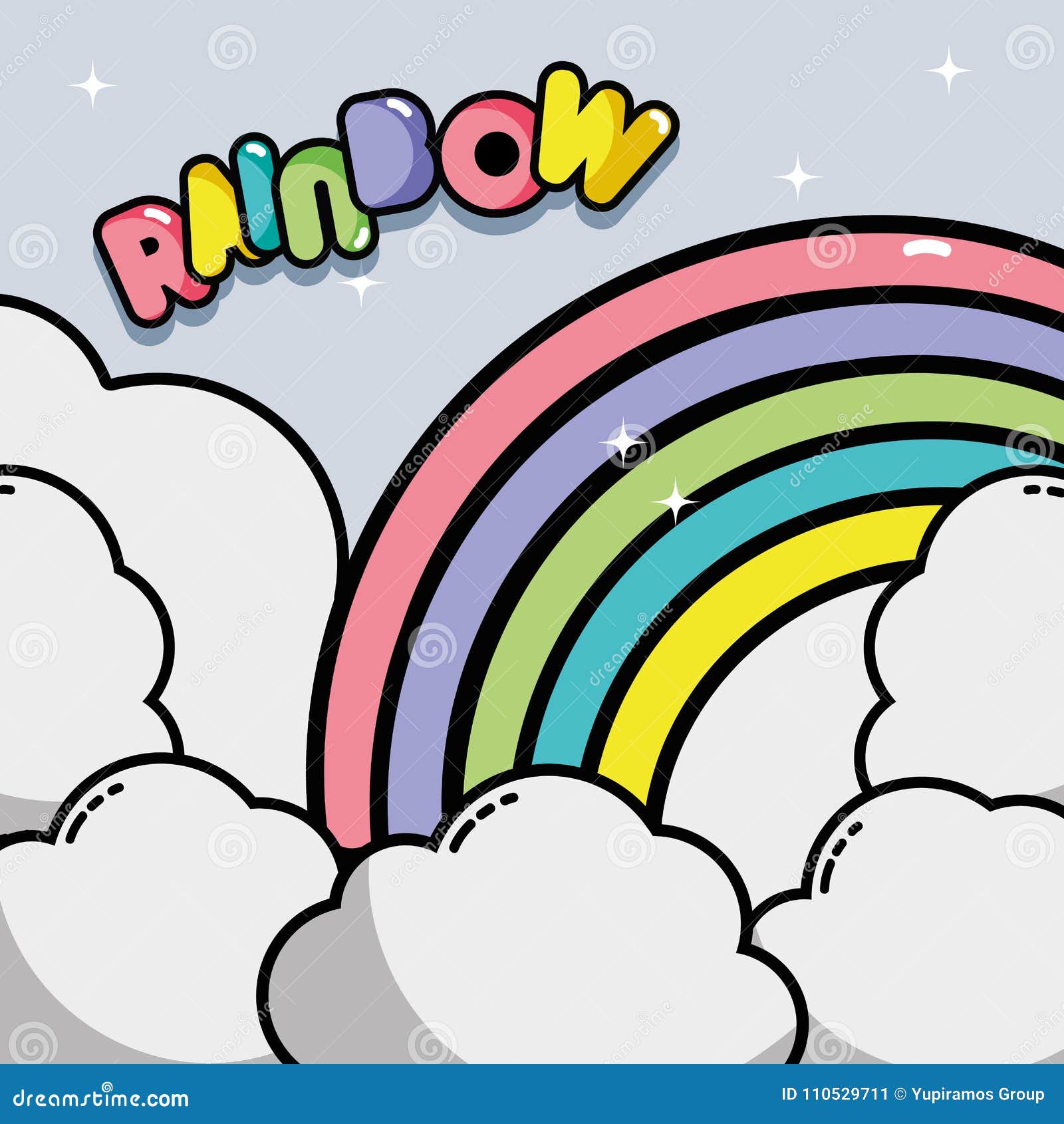 Nice Rainbow with Clouds in the Sky Design Stock Vector - Illustration ...
