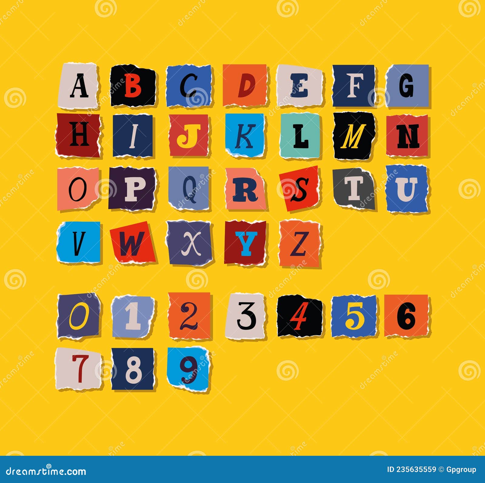 Ransom Font. Colorful Criminal Uppercase And Lowercase Letters Numbers ...
