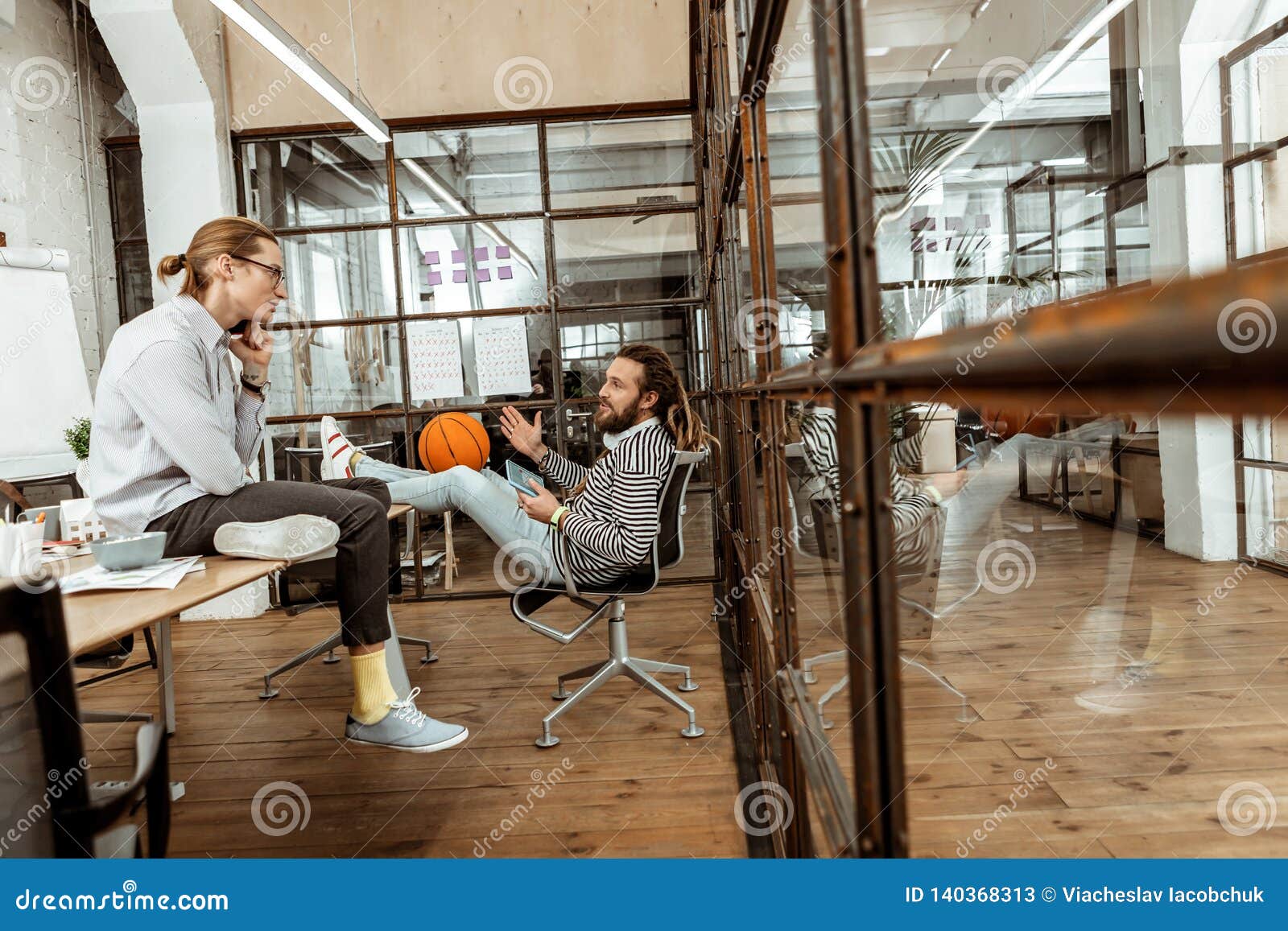 Nice Relaxed Young Men Having a Conversation Stock Image - Image of ...