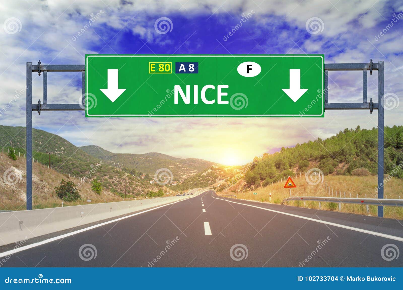 Nice road sign on highway stock photo. Image of decision - 102733704