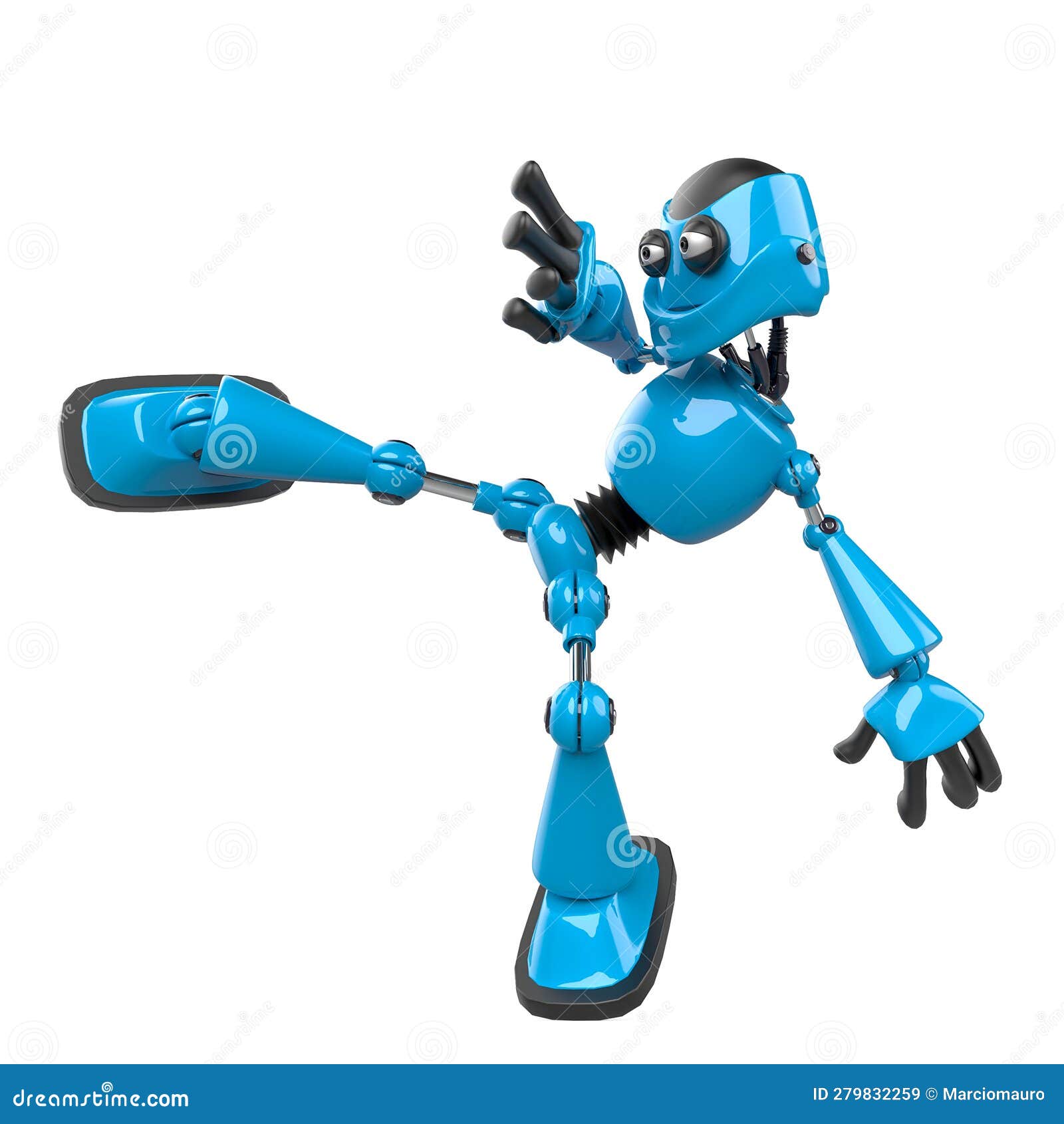 Nice Robot Doing Some Karate Kicks Stock Illustration - Illustration of ...