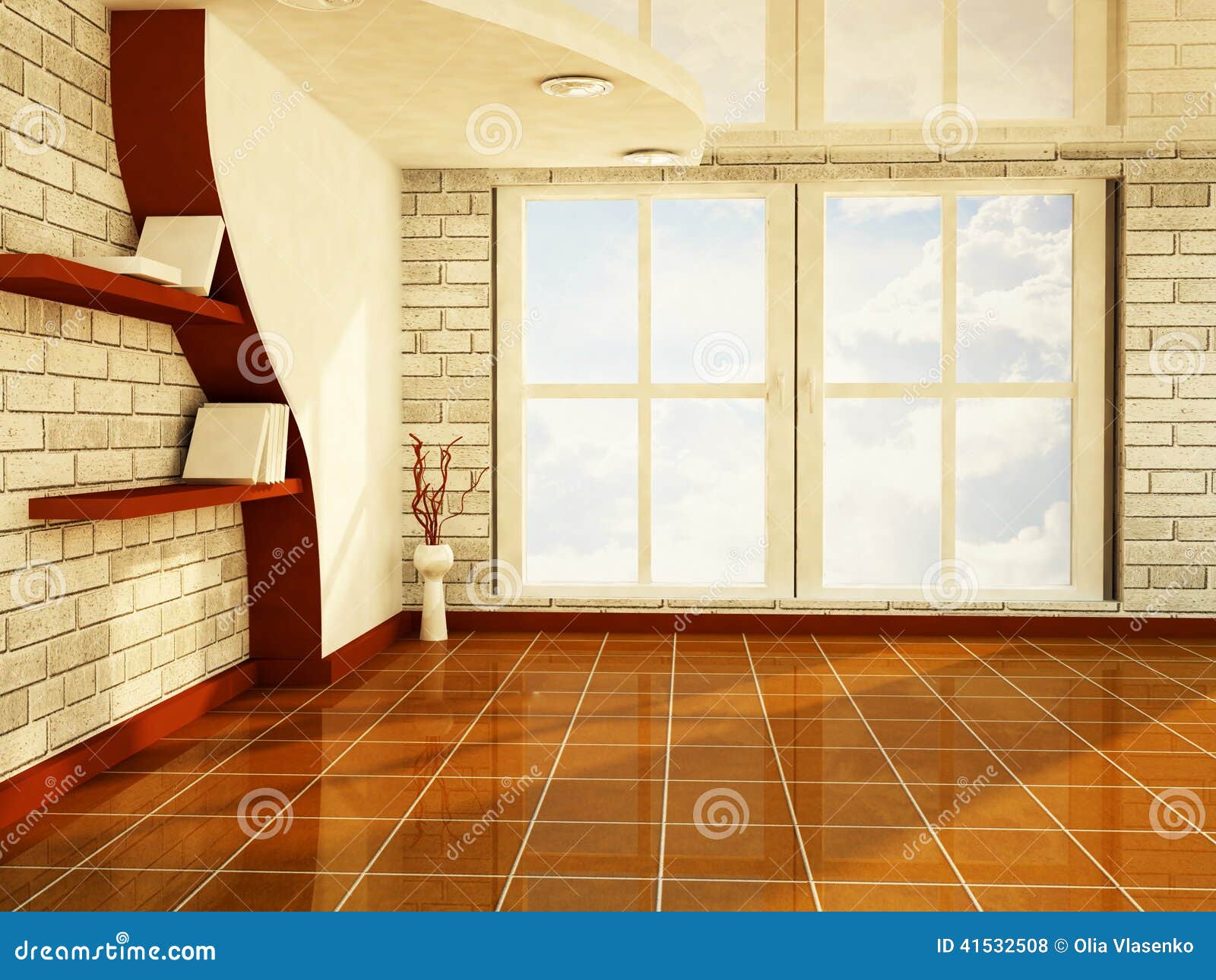A Nice Room with a Big Window Stock Illustration - Illustration of ...