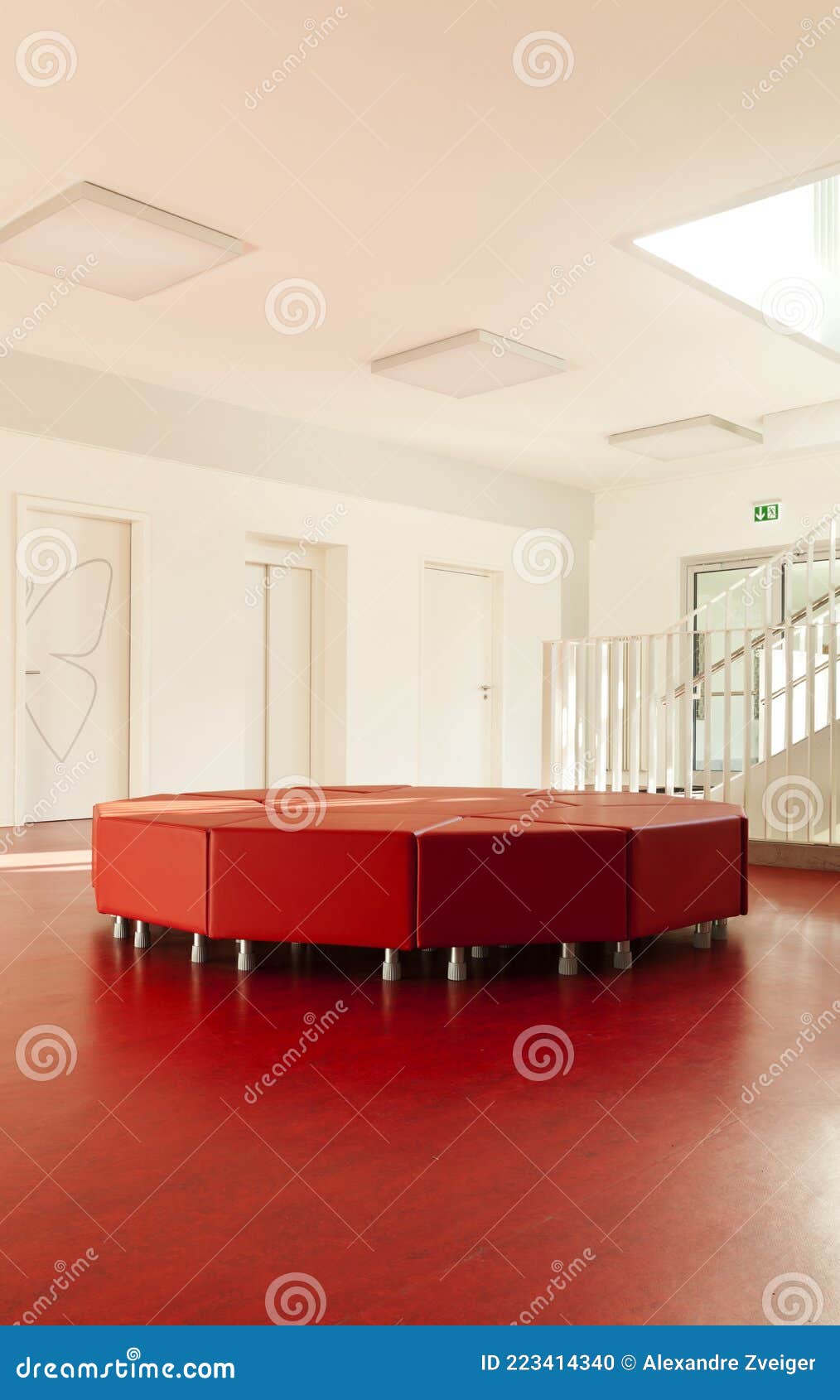 Entrance Hall of a School Where the Floor is Red. Stock Photo - Image ...