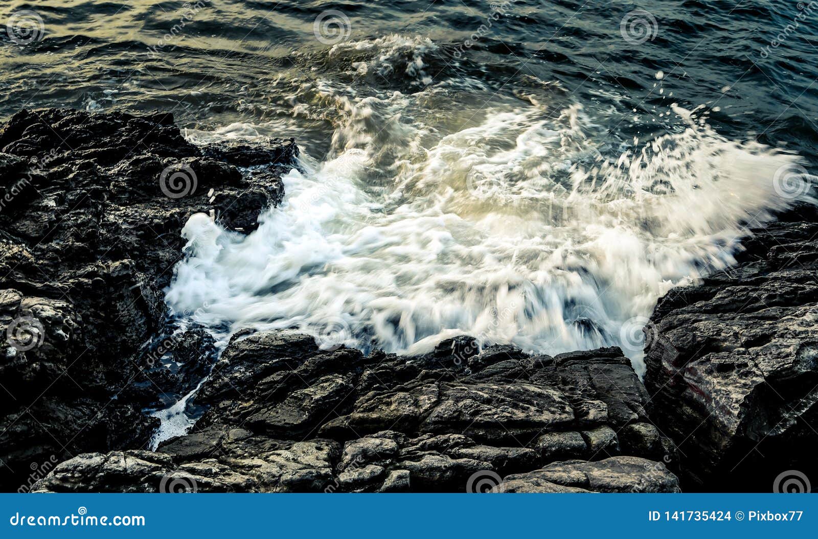 Nice Sea Surf Splashing at Rock Stock Photo - Image of texture ...