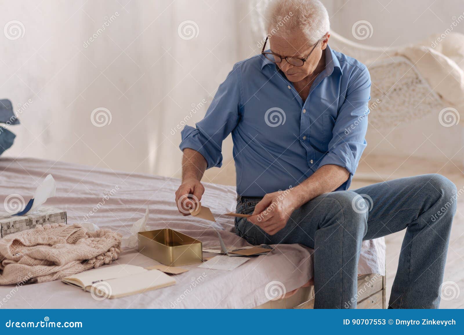 Nice Senior Man Checking His Old Mail Stock Image - Image of death ...