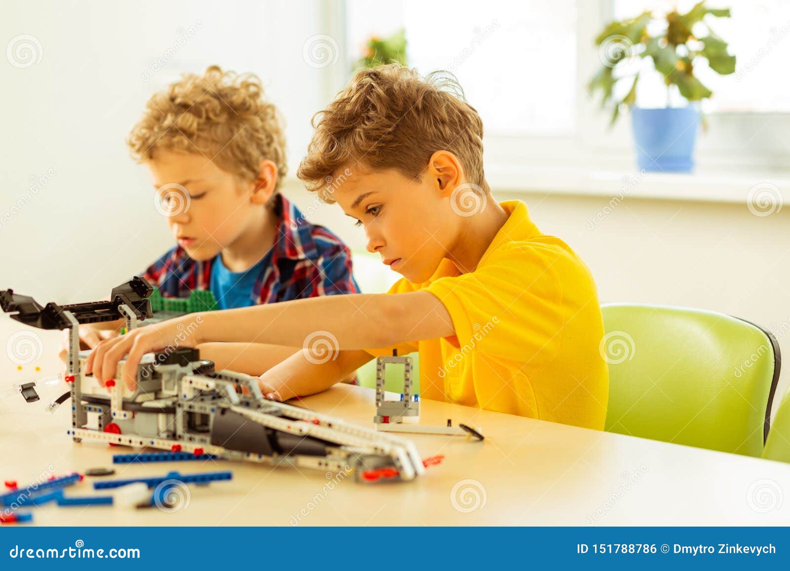 Nice Serious Boys Being Focused on Their Work Stock Photo - Image of ...