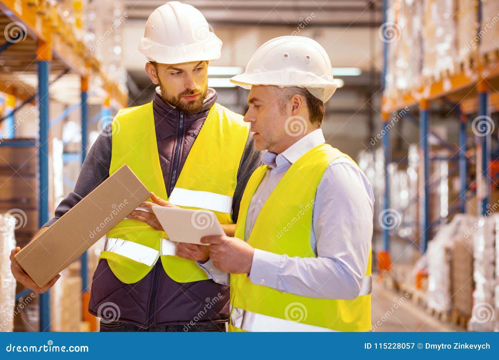 Nice Serious Man Checking the Package Stock Image - Image of people ...
