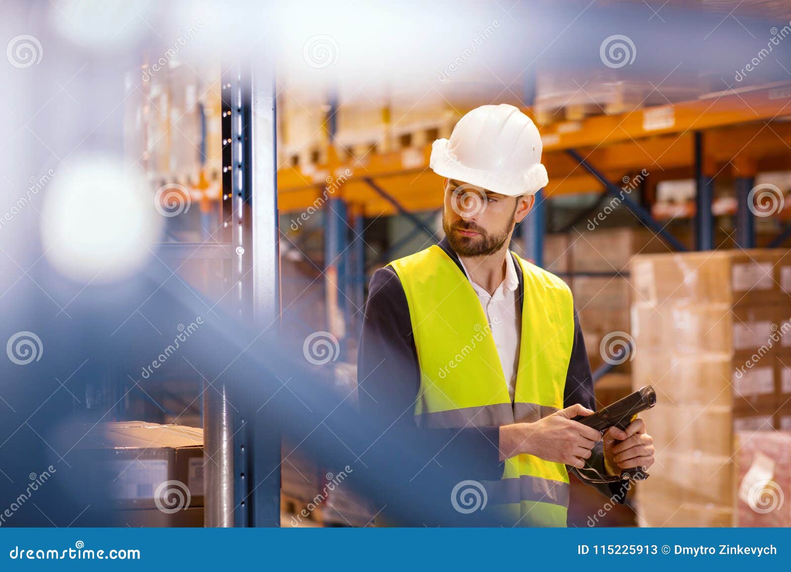 Professional 3D Scanner Scanning An Industrial Object, Plastic Molding ...