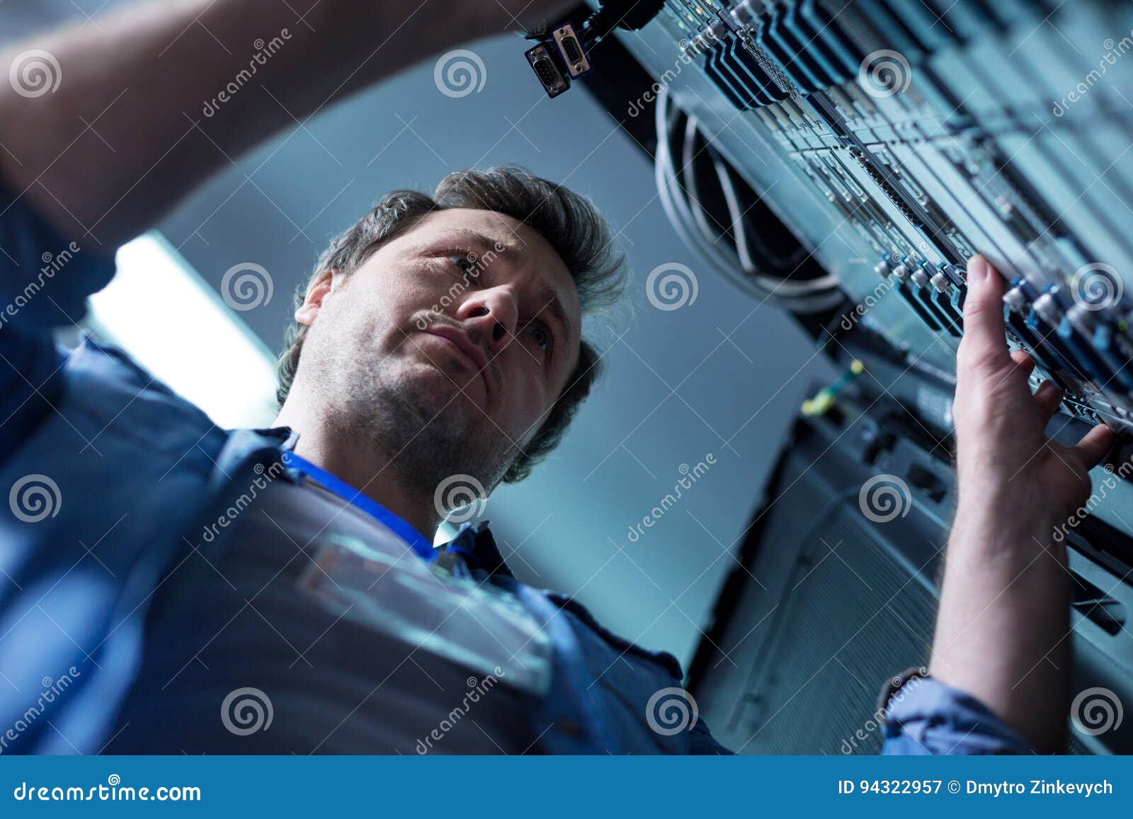 Nice Serious Man Working in the Data Center Stock Image - Image of ...