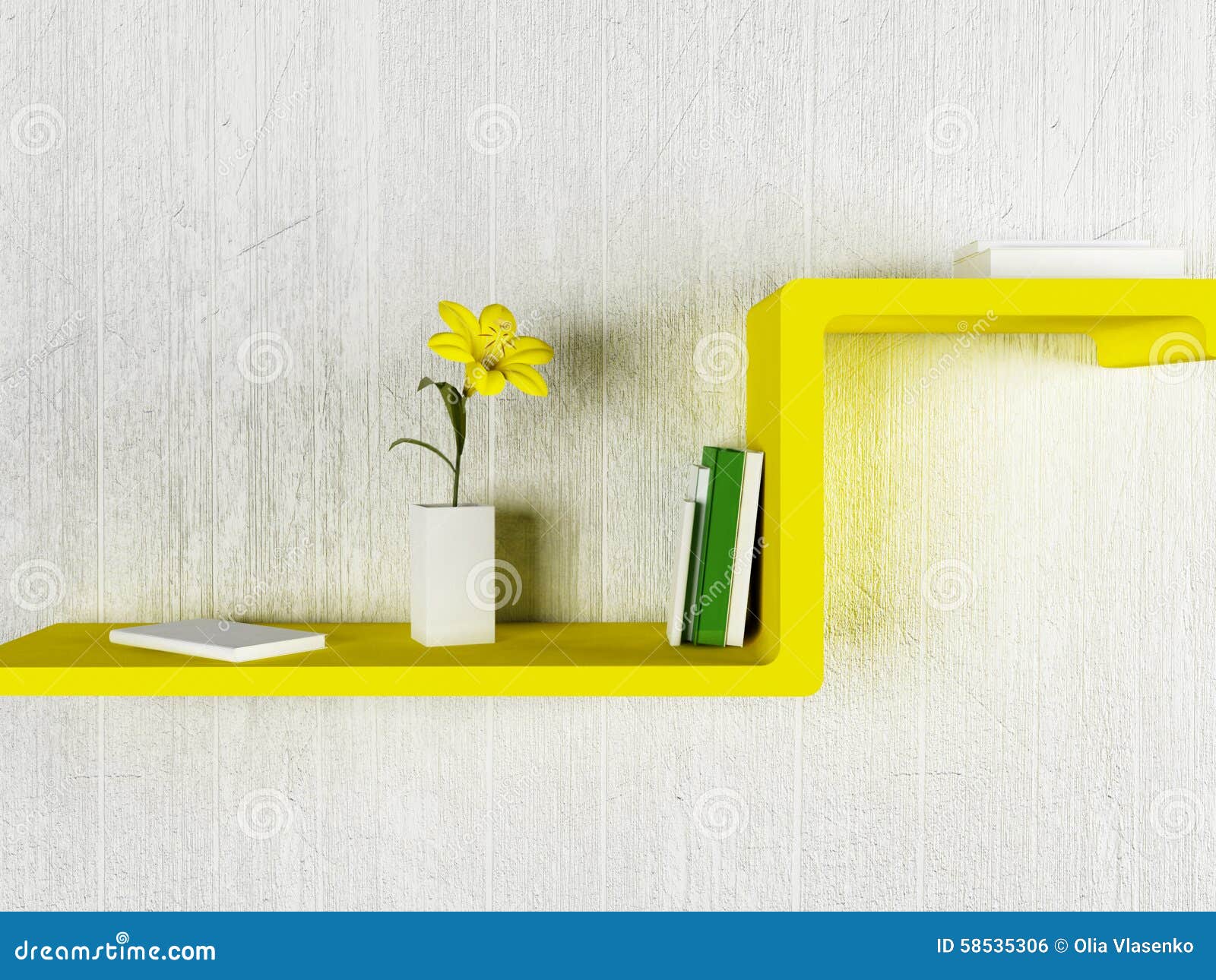Nice Shelf with the Books and the Vase, Stock Illustration ...