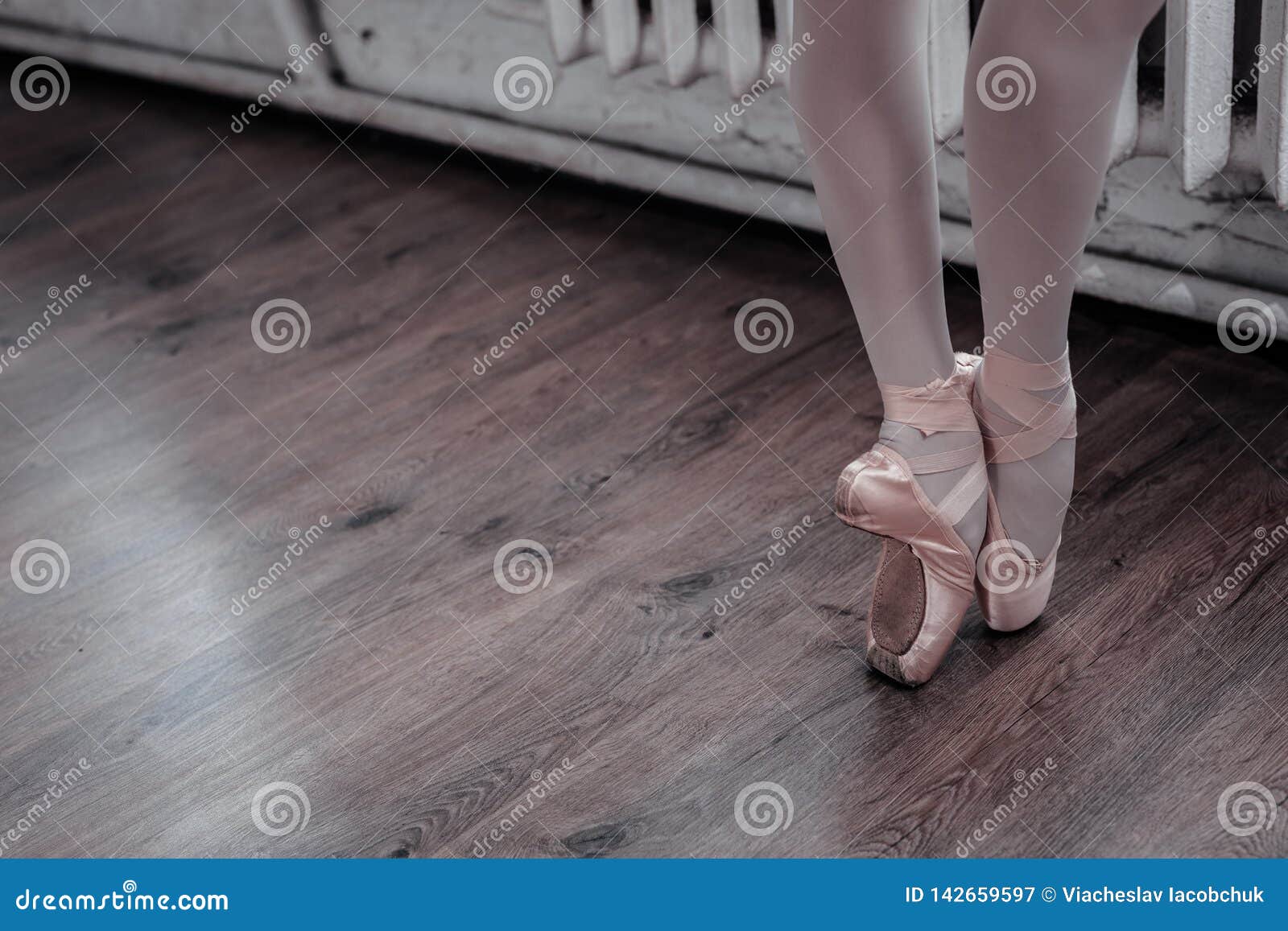 Nice Skilled Ballet Dancer Standing on Pointe Shoes Stock Image - Image ...