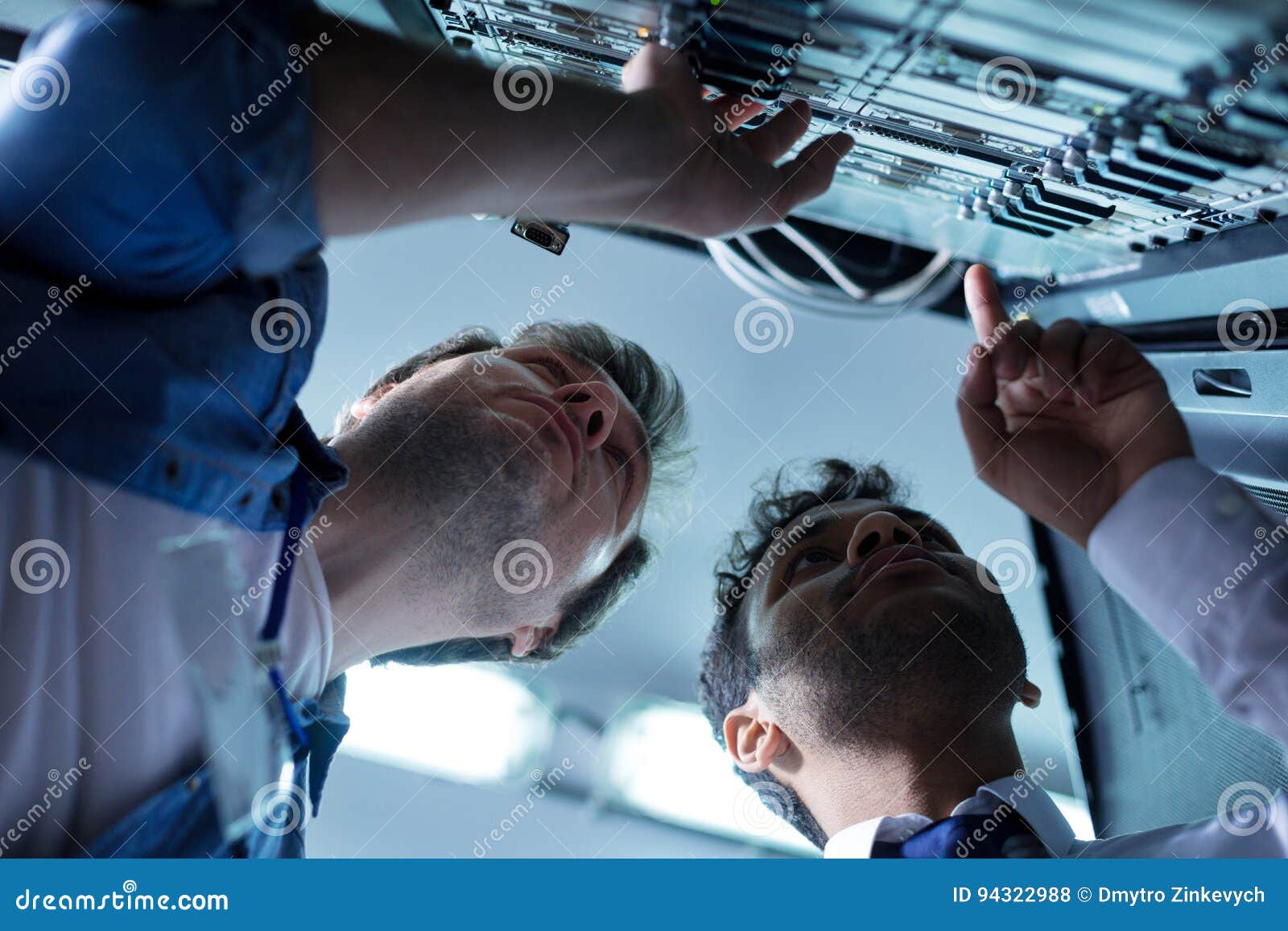 Nice Skillful Technicians Looking at the Network Server Stock Photo ...