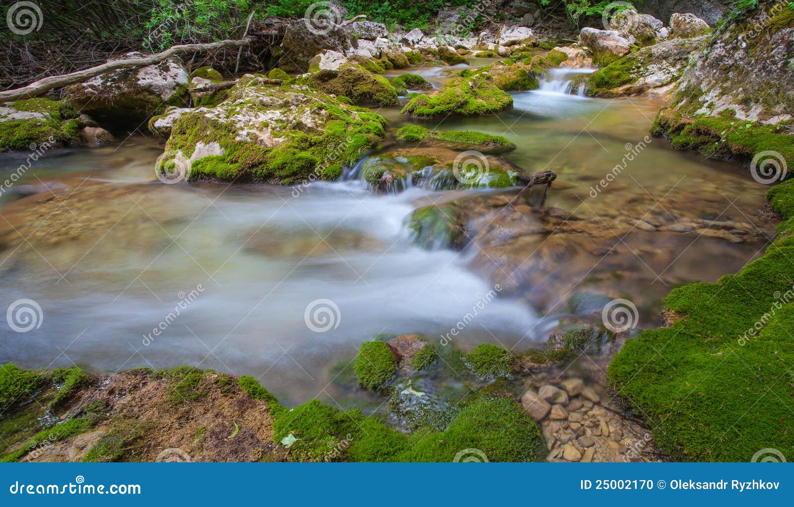 Nice Small Waterfall on Mountain Stream Stock Photo - Image of nature ...
