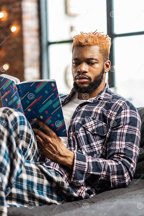Nice Smart Man Getting New Knowledge from the Book Stock Photo - Image ...