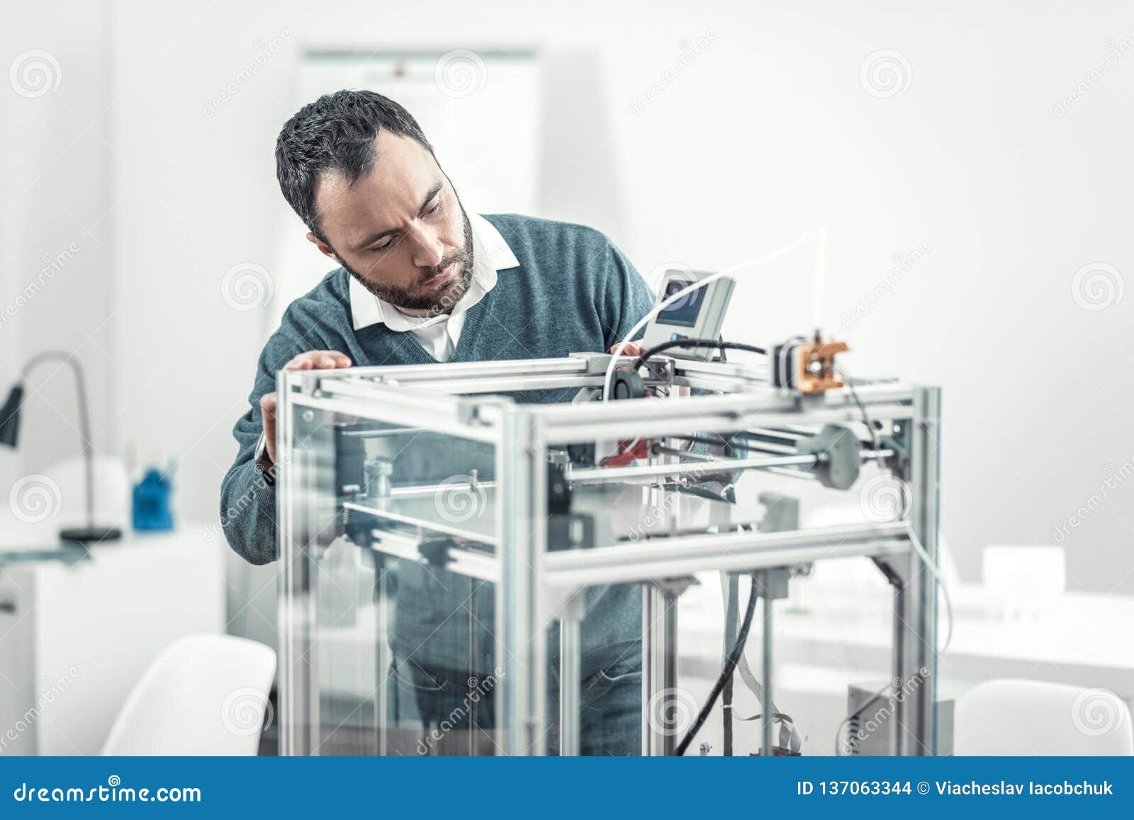 Nice Smart Man Looking at the 3d Printer Stock Photo - Image of career ...
