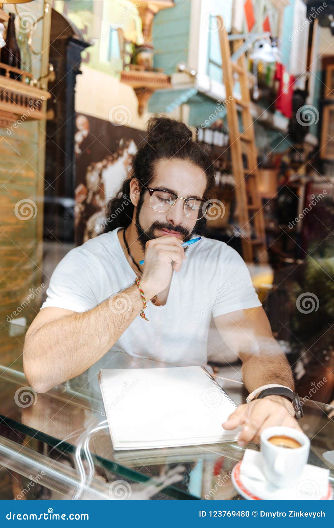Nice Smart Man Looking at His Notebook Stock Photo - Image of creative ...