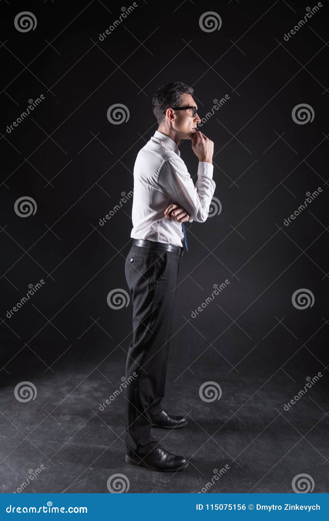 Nice Smart Man Looking for a Solution Stock Photo - Image of glasses ...