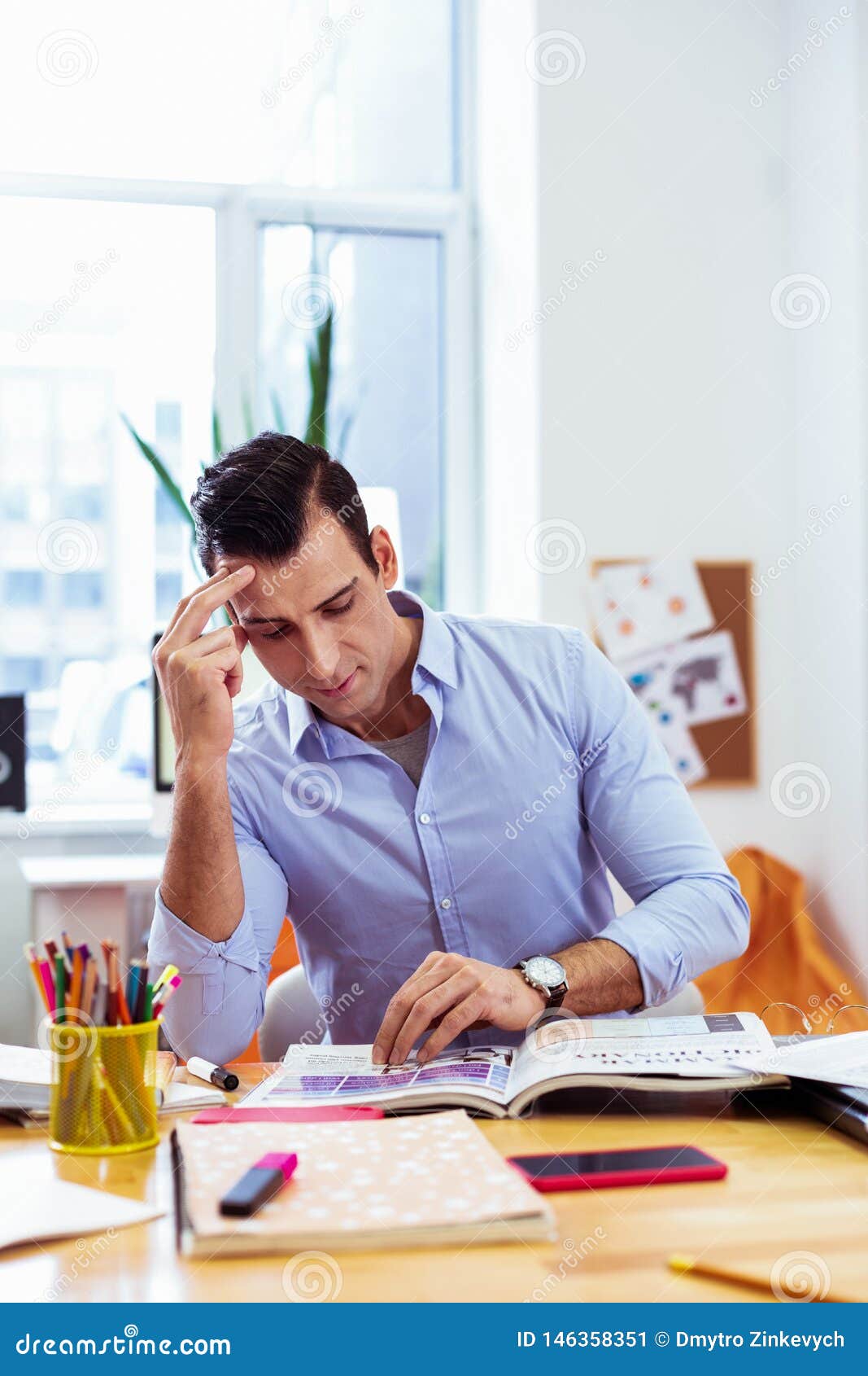Nice Smart Man Thinking about His Task Stock Image - Image of ...