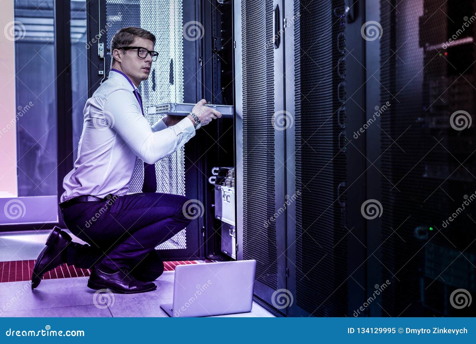 Nice Smart Young Man Stealing the Database Stock Image - Image of ...