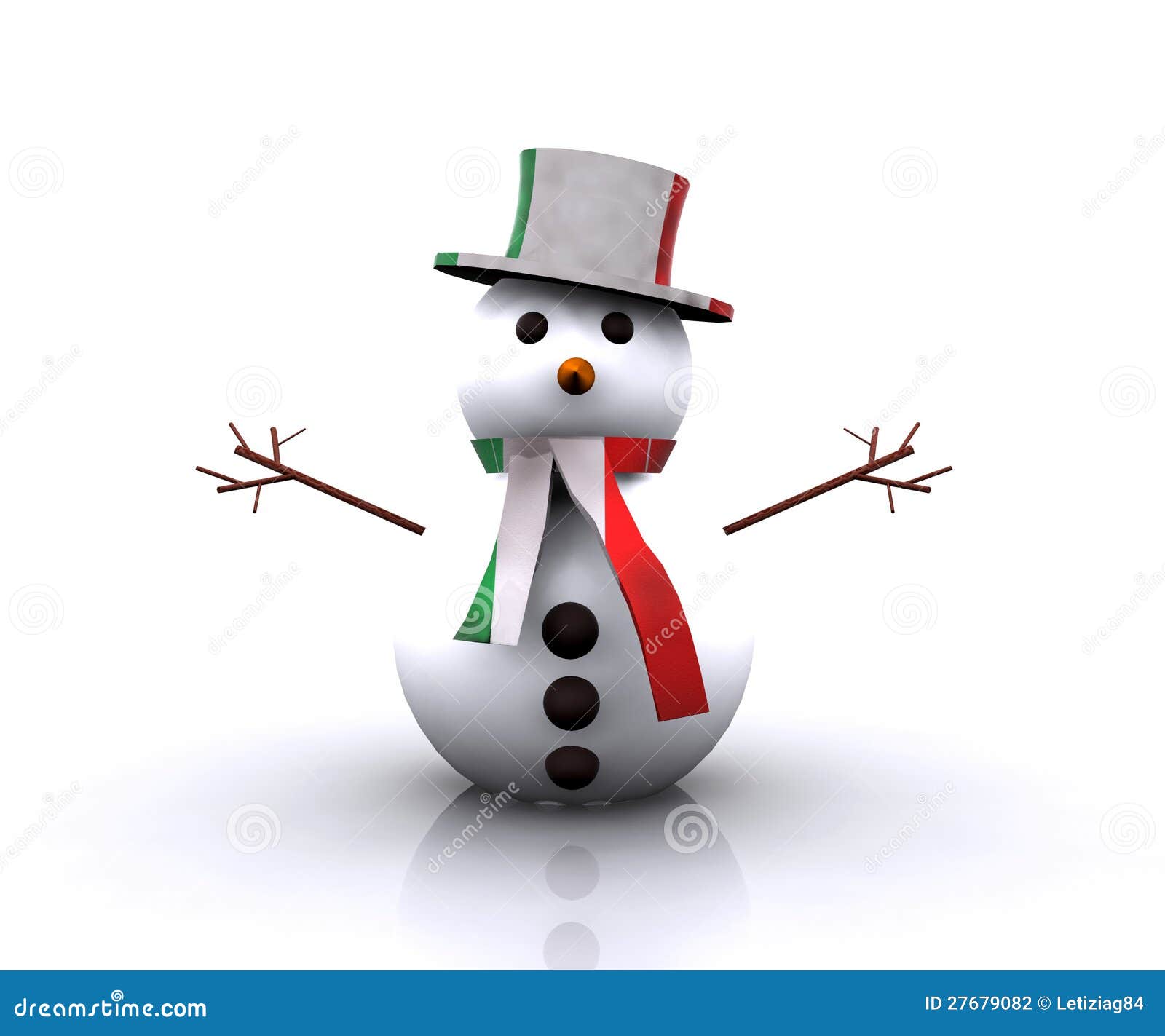 Nice Snowman Italian - 3D stock illustration. Illustration of white ...