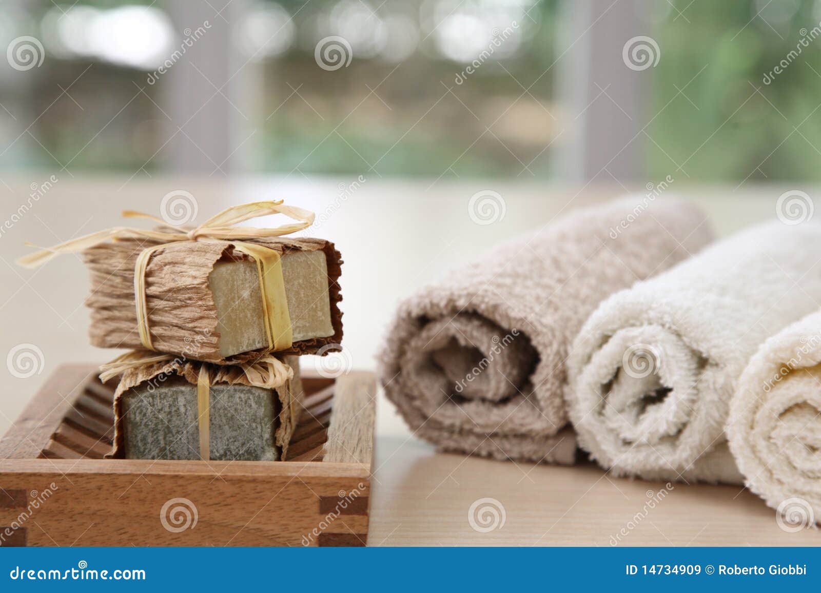 Nice Soaps with Towels in Natural Colours Stock Image - Image of ...