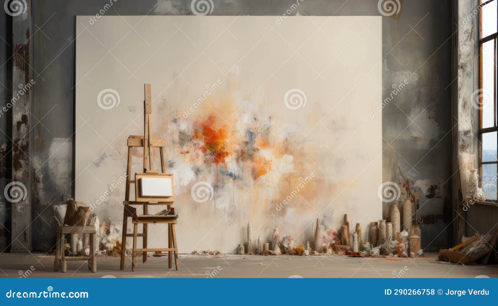 Nice Studio Showing a Painter S Space Stock Illustration - Illustration ...