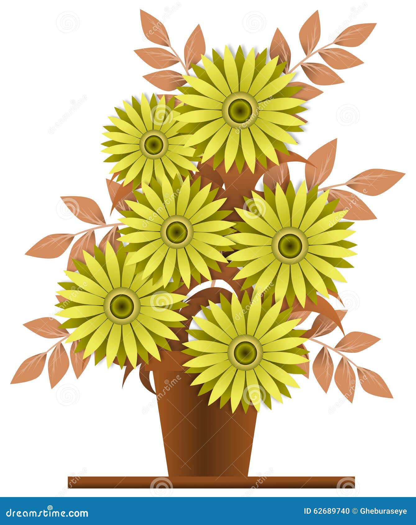 Nice Stylized Colorful Flower Pot Stock Photo - Illustration of beauty ...