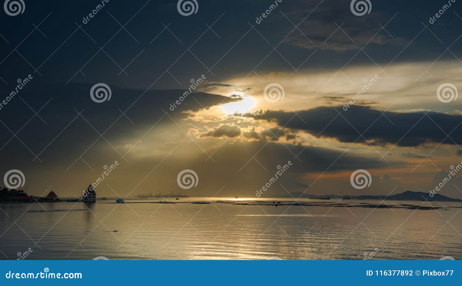Nice Sun Ray Over Sea with Nice Seascape Stock Photo - Image of ...