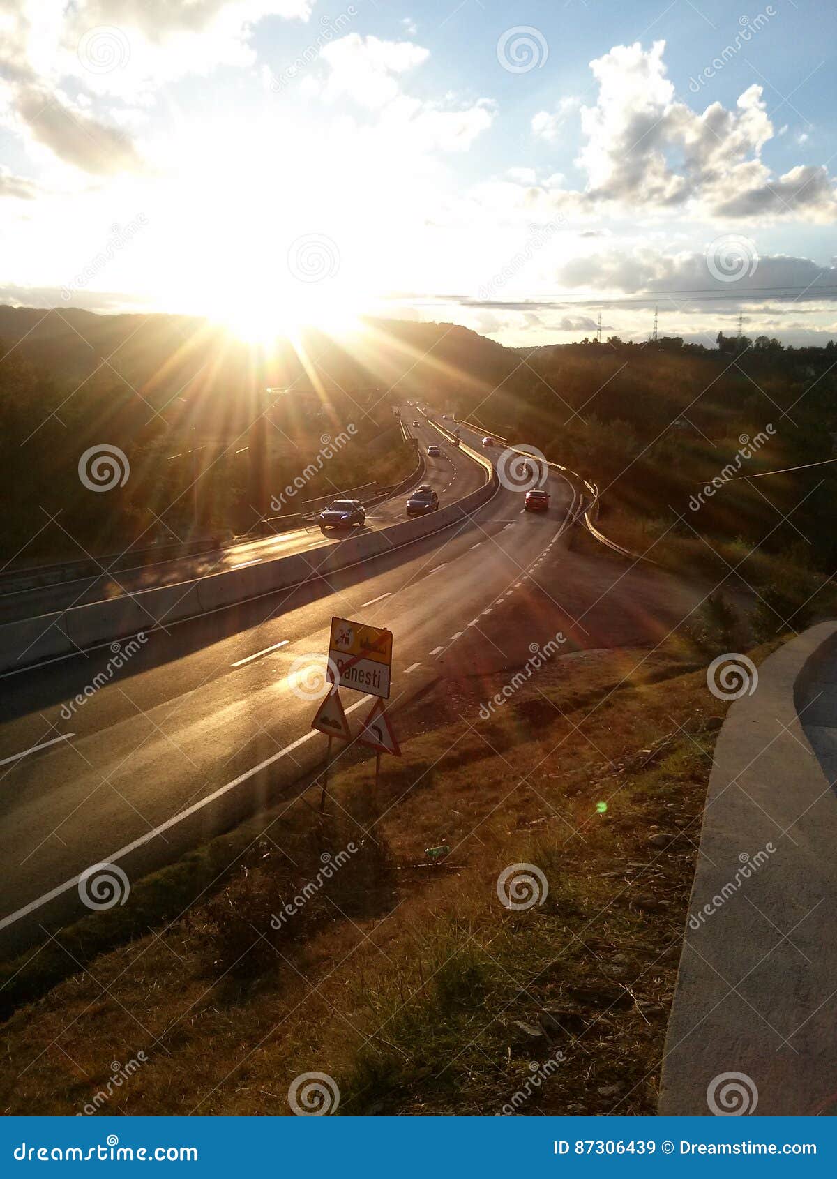 Nice sun view on road stock image. Image of trees, light - 87306439