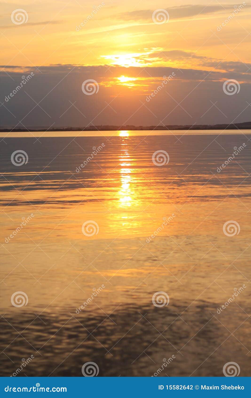 Nice sunset on lake stock photo. Image of cloud, gold - 15582642