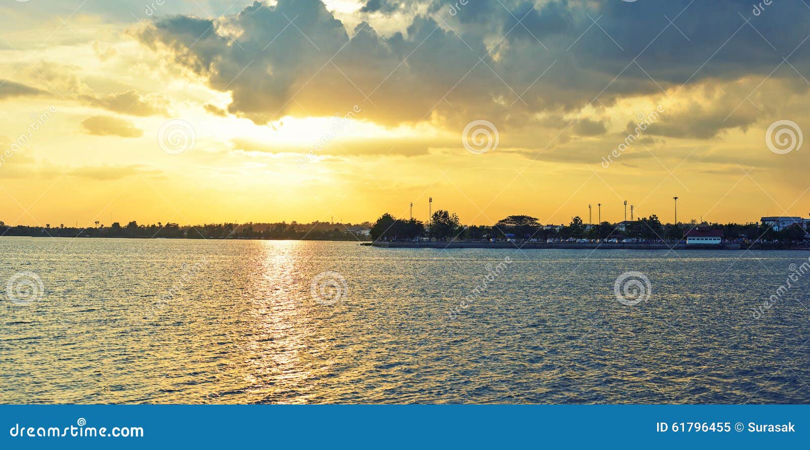 Nice sunset on ocean stock image. Image of orange, bright - 61796455