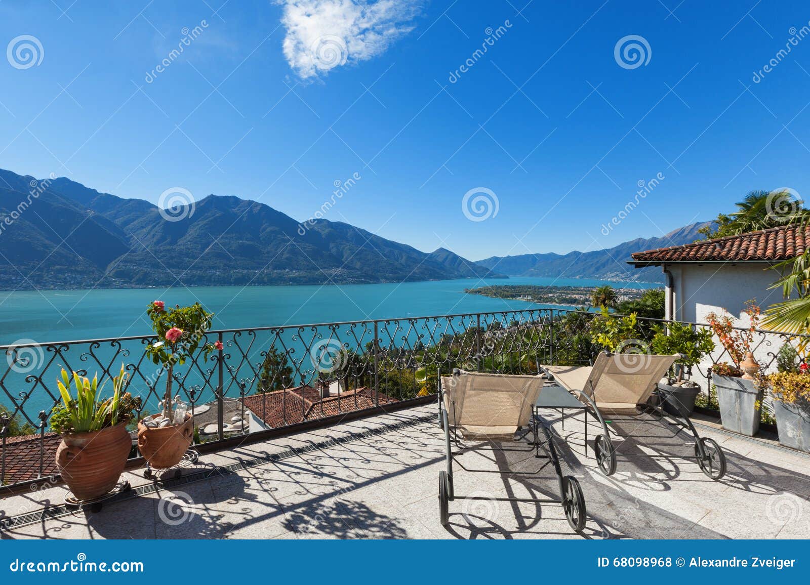 Nice Terrace with Two Sunbeds Stock Photo - Image of residential ...