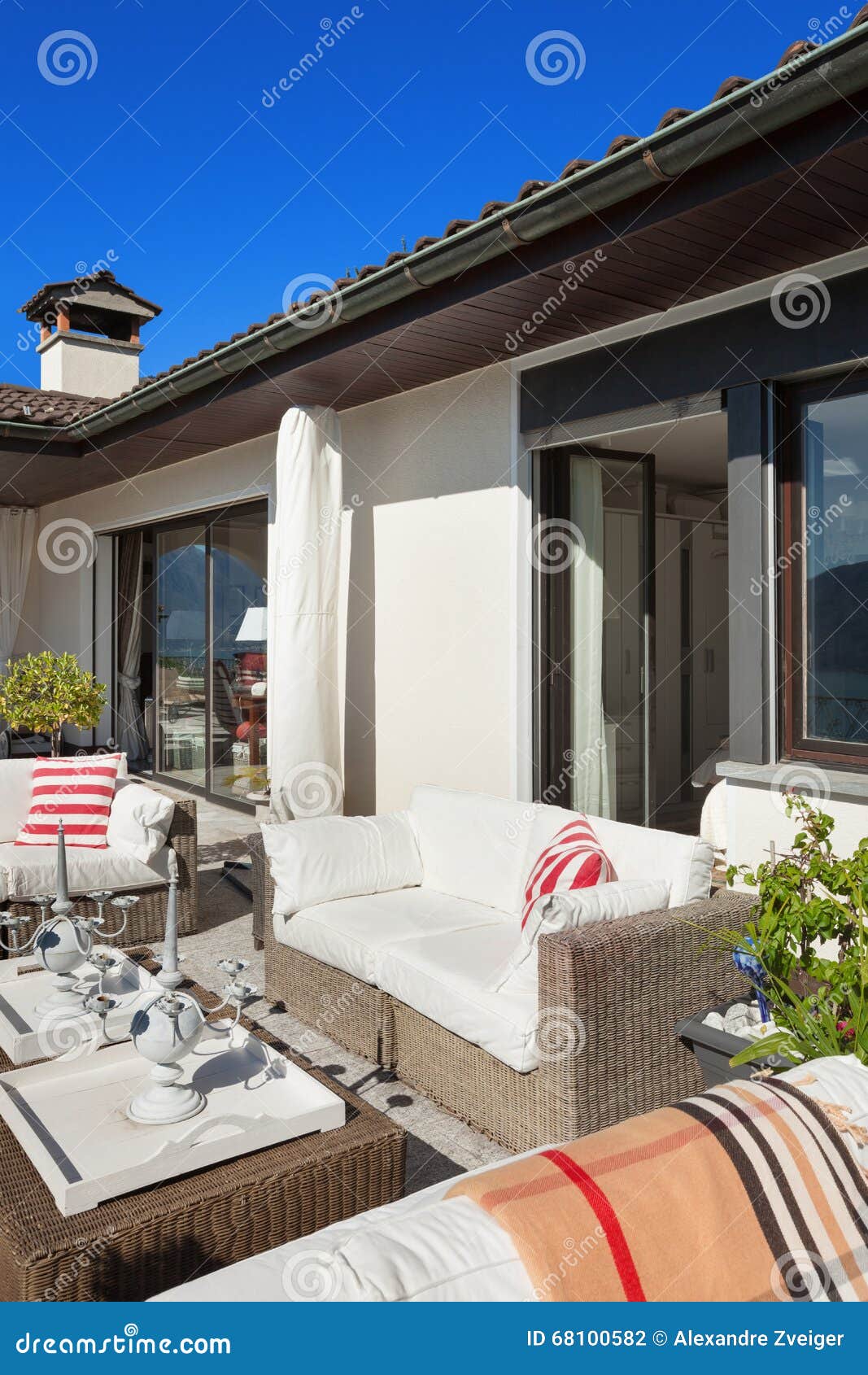 Nice terrace of a villa stock photo. Image of exterior - 68100582