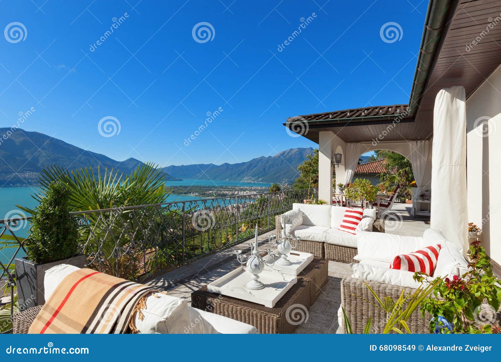 Nice terrace of a villa stock image. Image of destination - 68098549